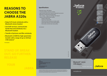 Jabra A320s Bluetooth Adapter User Manual | Manualzz