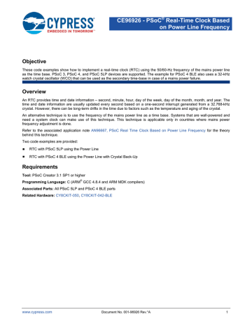 Cypress Real-time Clock Code Example | Manualzz