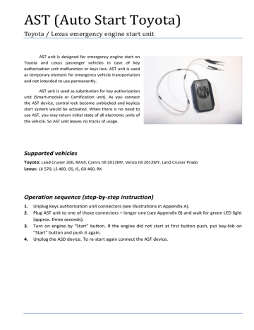 AST emergency engine start unit user manual | Manualzz