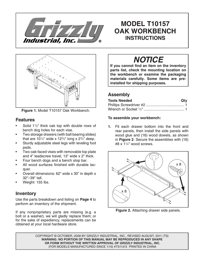 Grizzly Heavy-Duty Oak Workbench With Steel Legs T10157 | atelier-yuwa ...