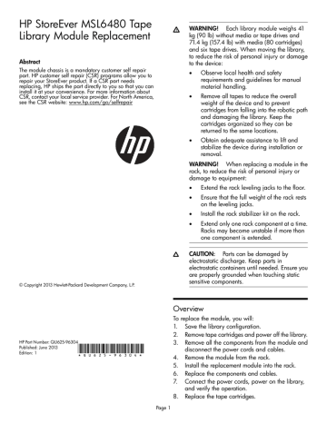 HP StoreEver MSL6480 Tape Library Module Replacement Instructions ...