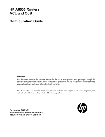 HP A6600 Routers ACL and QoS Configuration Guide | Manualzz