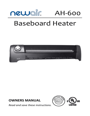 NewAir Baseboard Heater AH-600 Owner's Manual | Manualzz