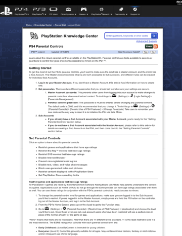 PS4 Parental Controls User Guide | Manualzz