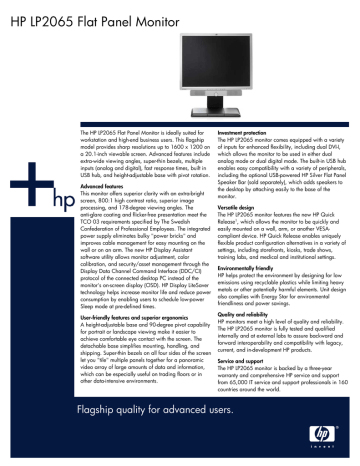 HP LP2065 Specifications | Manualzz