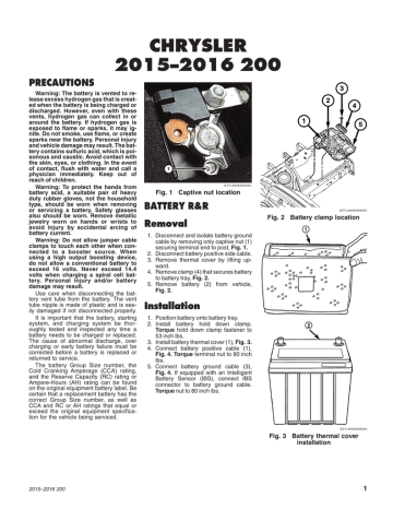 Chrysler 200 2015-2016 Battery R&R | Manualzz