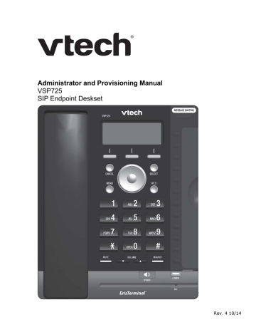 VTech VSP725 ErisTerminal® SIP Deskset Owner's Manual | Manualzz