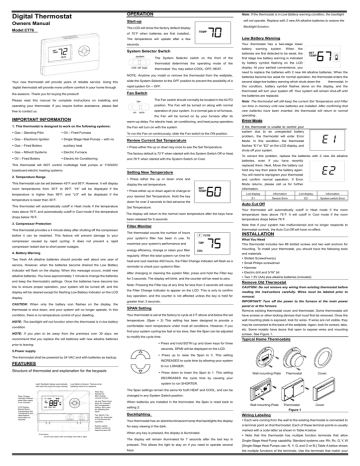 Controltemp CT76 Thermostat Owners Manual | Manualzz