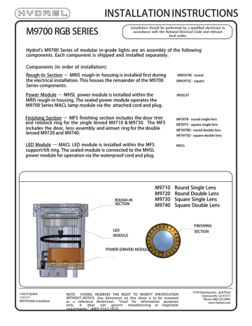 Hydrel M9700 RGB IN-GRADE Installation Instructions | Manualzz