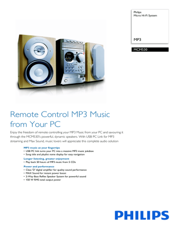 Philips MCM530/22 Micro Hi-Fi System Product Datasheet | Manualzz