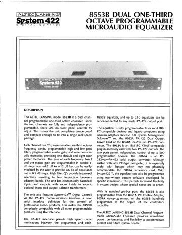 ALTEC LANSING System 422 8553B Manual | Manualzz