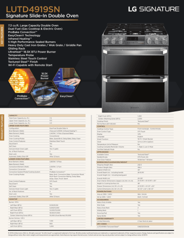 LG LUTD4919SN Range Dimensions Guide | Manualzz