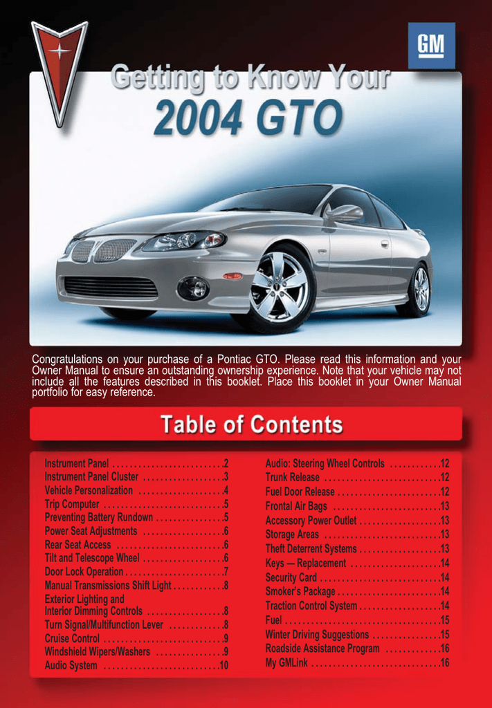 Pontiac 2004 GTO Owner's Manual | Manualzz