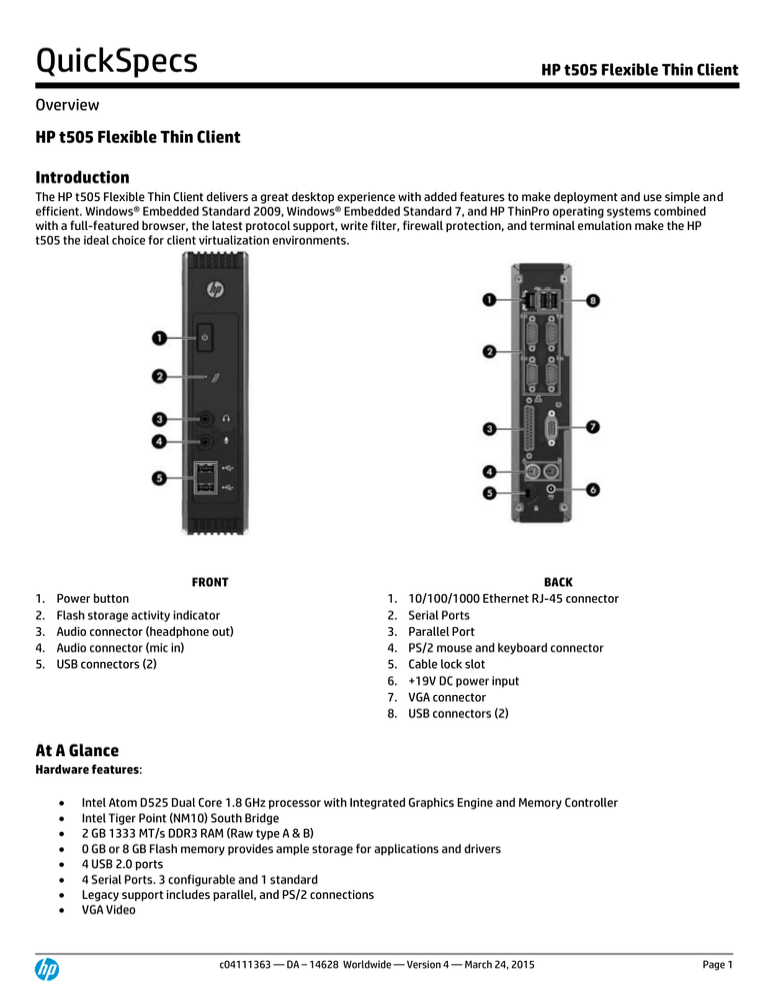 HP t505 Flexible Thin Client | Manualzz