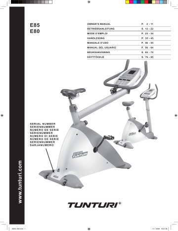 Tunturi exercise bike E85 E85, E80 E80 OWNER’S MANUAL | Manualzz