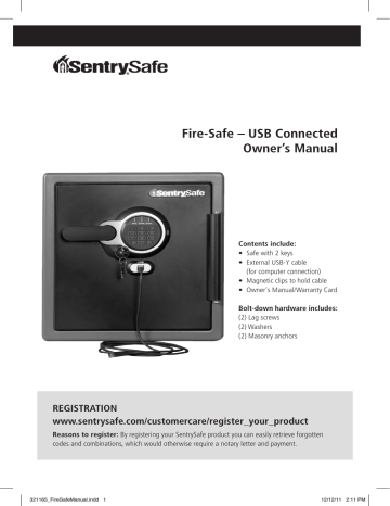 Sentry SFW123GDF - Electronic FIRE-SAFE Owner Manual | Manualzz