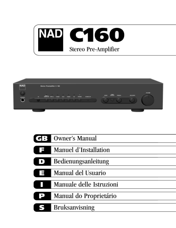 NAD C 160 Stereo Pre-Amplifier Owner's Manual | Manualzz