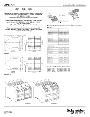 Schneider Electric XPSAR... Safety module Instruction Sheet | Manualzz