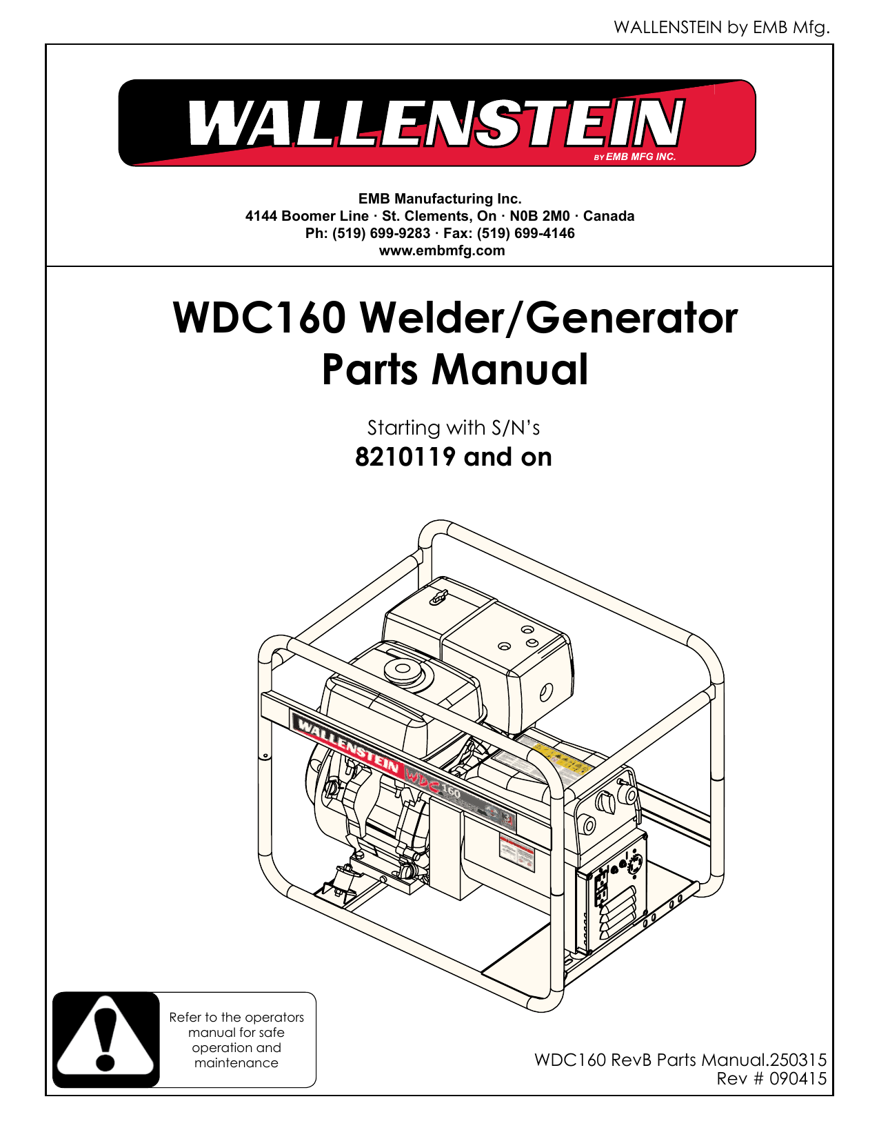WDC160 Welder Generator Parts Manual Manualzz