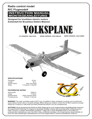 Radio controlled model airplane Volksplane Instruction Manual | Manualzz