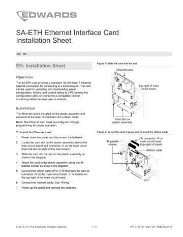 EDWARDS SA-ETH Ethernet Interface Card Installation instructions | Manualzz