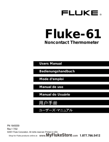 Fluke 61 Noncontact Thermometer User Manual | Manualzz