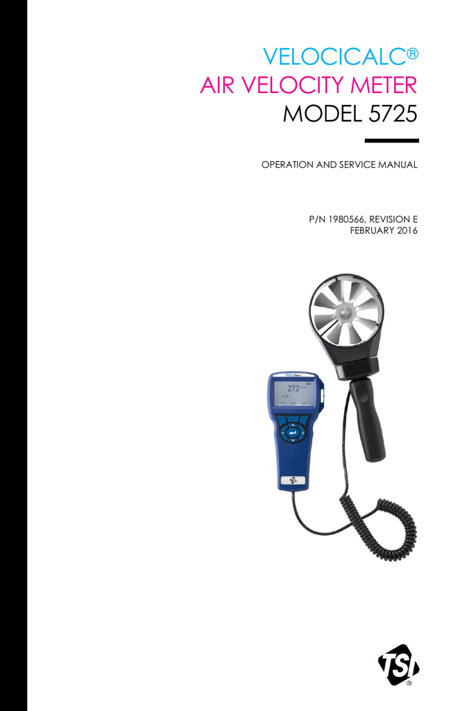 VelociCalc Air Velocity Meter Model 5725 operation and service | Manualzz