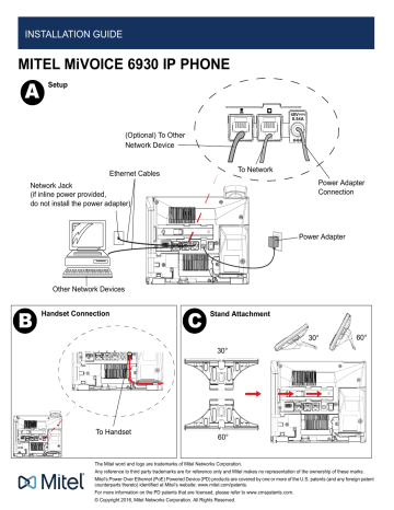 Mitel MiVoice 6930 IP Phone Installation Guide | Manualzz