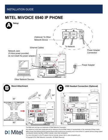 Mitel MiVoice 6940 IP Phone Installation Guide | Manualzz