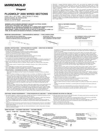 Legrand 2000 Series Plugmold Wired Sections Installation Instructions ...