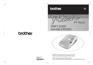 Brother PT-9600 P-touch User's Guide | Manualzz