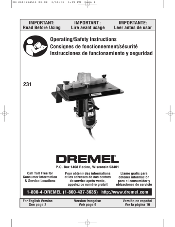 Dremel 231 Shaper/Router Table User Manual | Manualzz