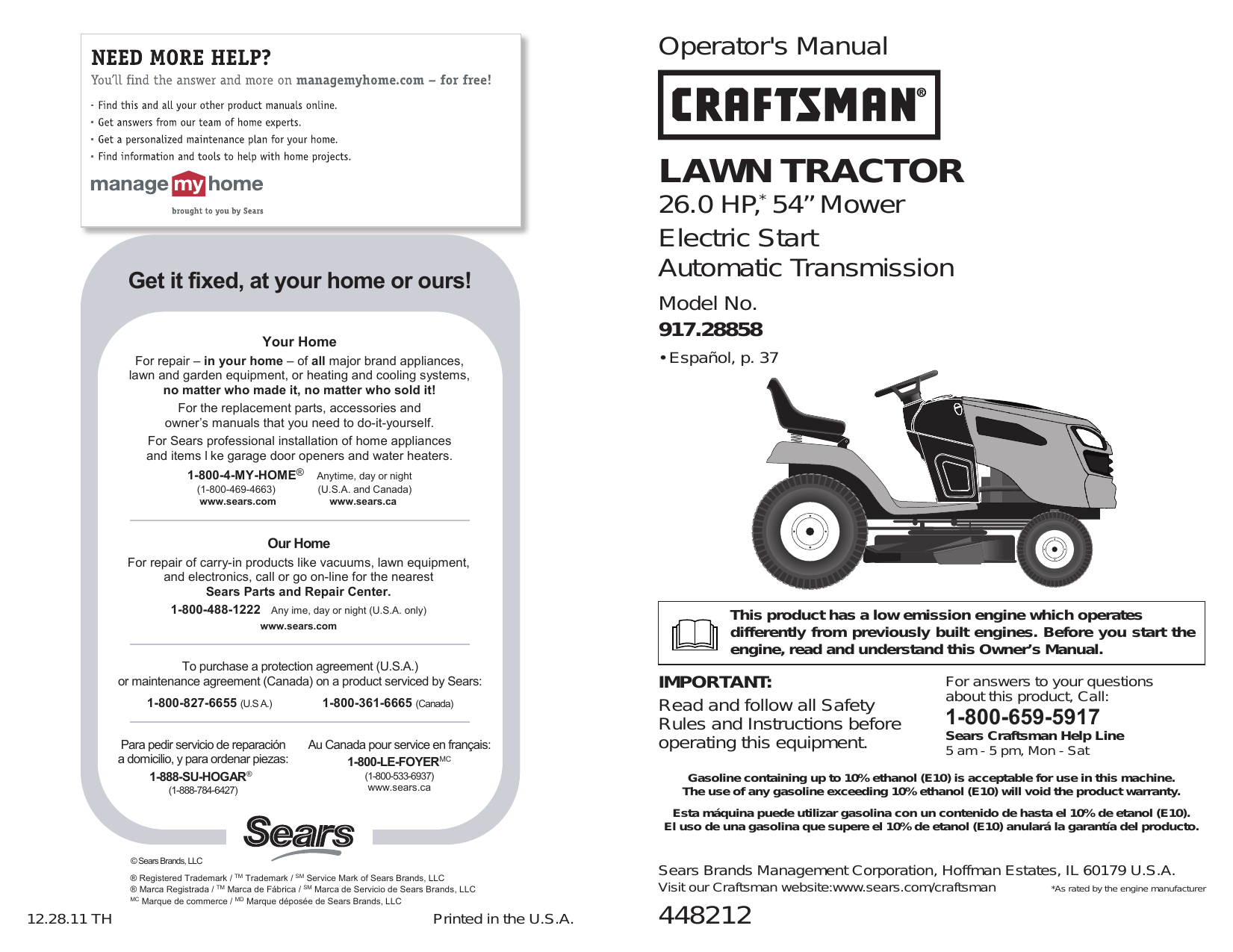Sears 917.28858 Lawn Mower User manual | Manualzz