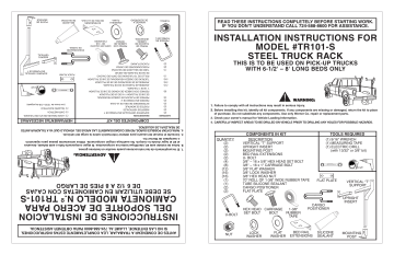 Steel Truck Rack TR101-S Installation Instructions | Manualzz