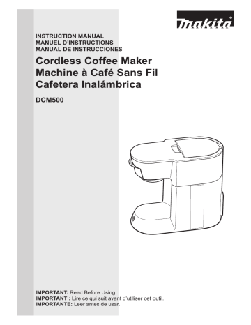 Makita DCM500 Cordless Coffee Maker Instruction | Manualzz