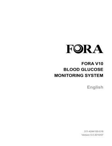 FORA Blood Glucose Monitoring System V10 User Manual | Manualzz