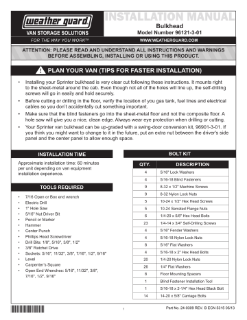 Weather Guard 96121-3-01 Window Bulkhead Installation Instructions | Manualzz