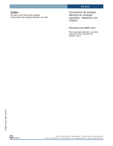 Calorímetro CASSY Lab 2, Aparato equivalente eléctrico del calor ...