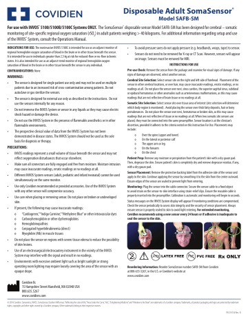 Medtronic INVOS Disposable SomaSensor Manual | Manualzz