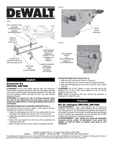 DEWALT Extension Kit DW7050 DW7080 Instruction Manual | Manualzz