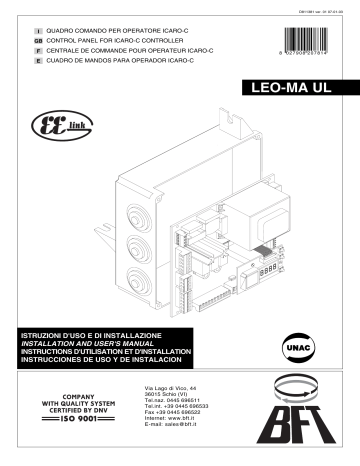 BFT LEO-MA UL Gate Opener Installation and User's Manual | Manualzz