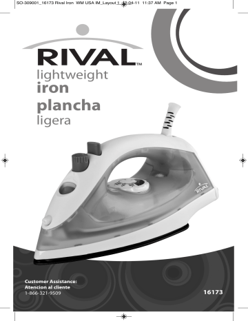 Rival 16173 Lightweight Iron Instruction | Manualzz
