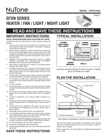 NuTone QTXN QTXN110HL Installation Instructions | Manualzz