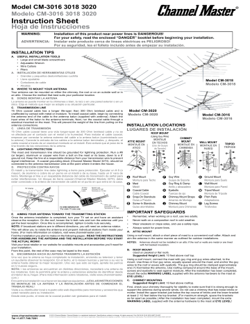 Channel Master CM-3016 Instruction Sheet | Manualzz