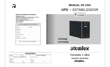 Manual de uso UPS + Estabilizador UPS500@, UPS1000@ ATOMLUX | Manualzz