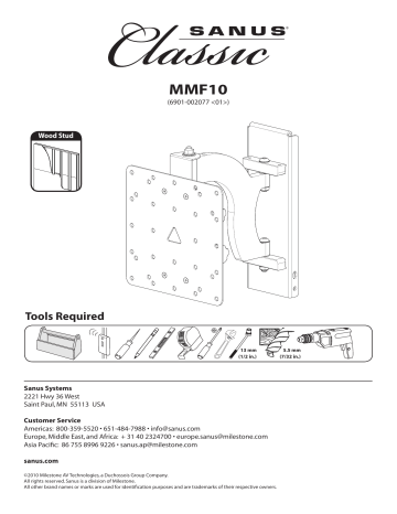 Sanus Classic MMF10 Instruction Manual | Manualzz