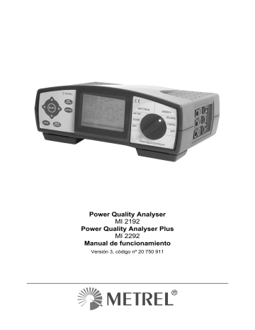 Analizador de Calidad de Energía MI 2192, MI 2292 Manual de ...