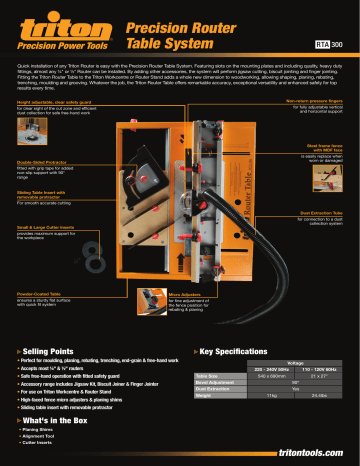 Triton RTA 300 Router Table System Instructions | Manualzz
