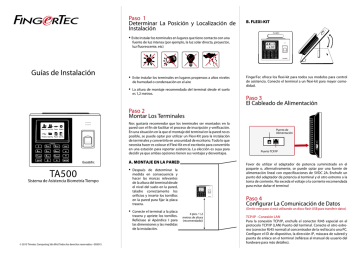 FingerTec TA500 Guía de instalación | Manualzz
