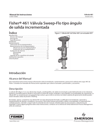 Manual de instrucciones Fisher Válvula 461 Sweep-Flo | Manualzz